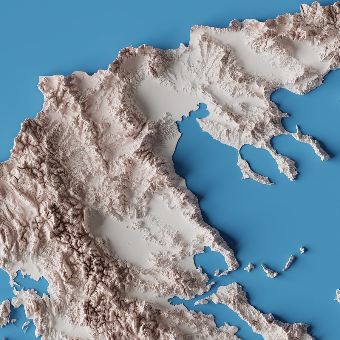 Mapa en relieve de Grecia / Decoración imprimible - Etsy España