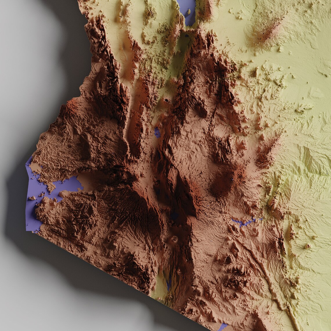 Kenya Relief Map Printable Decor | Etsy