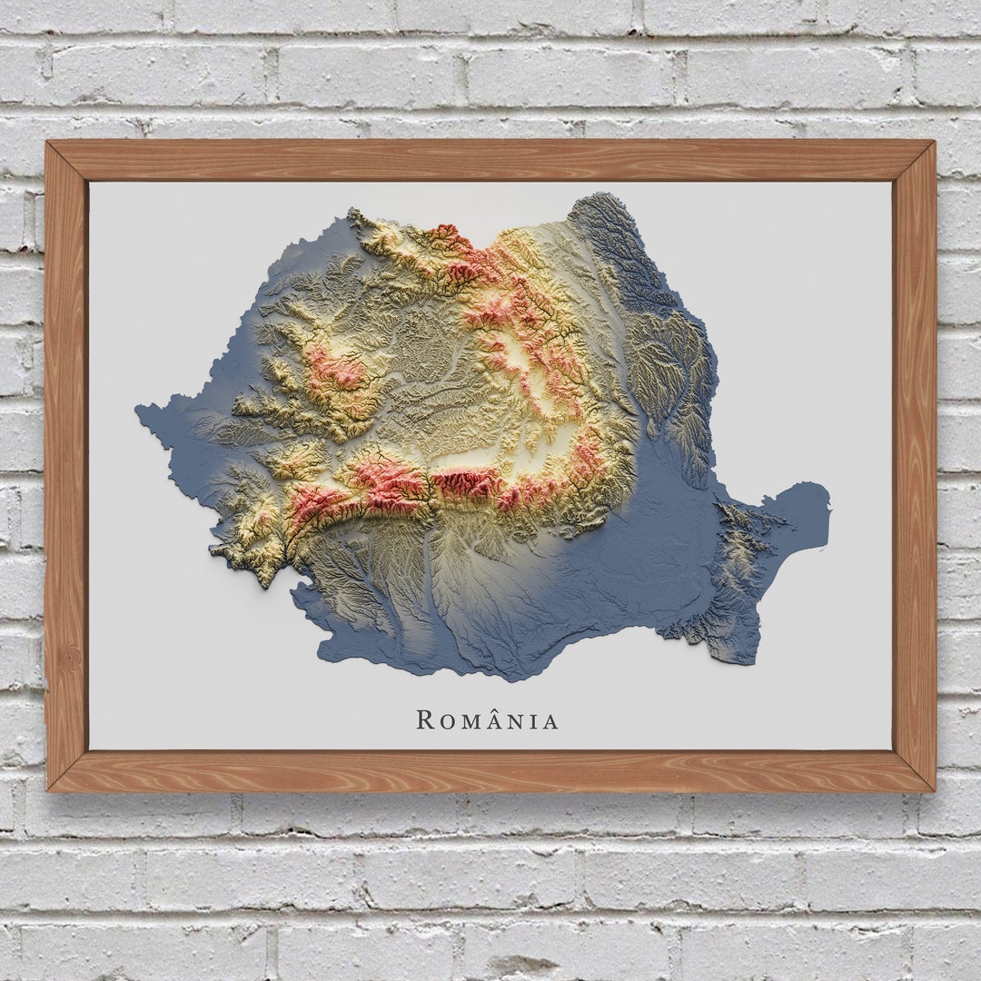 Romania Relief Map | Printable Decor - Etsy