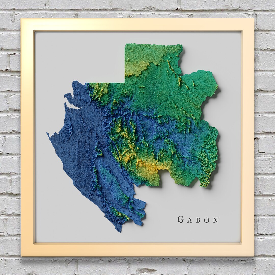 Gabon Relief Map | Printable Decor - Etsy