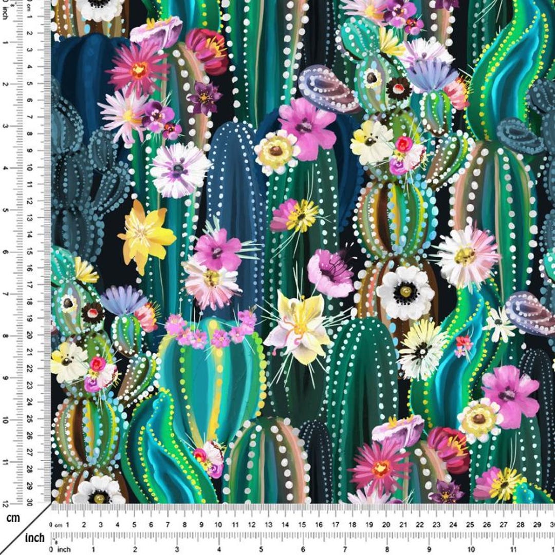 31 | Tropic and Desert Cactus Fabric by the Yard | Vintage | PES ...