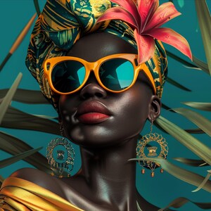 Tropical Goddess – Exotic Jungle Portrait Fabric Panel Collection, Art ...