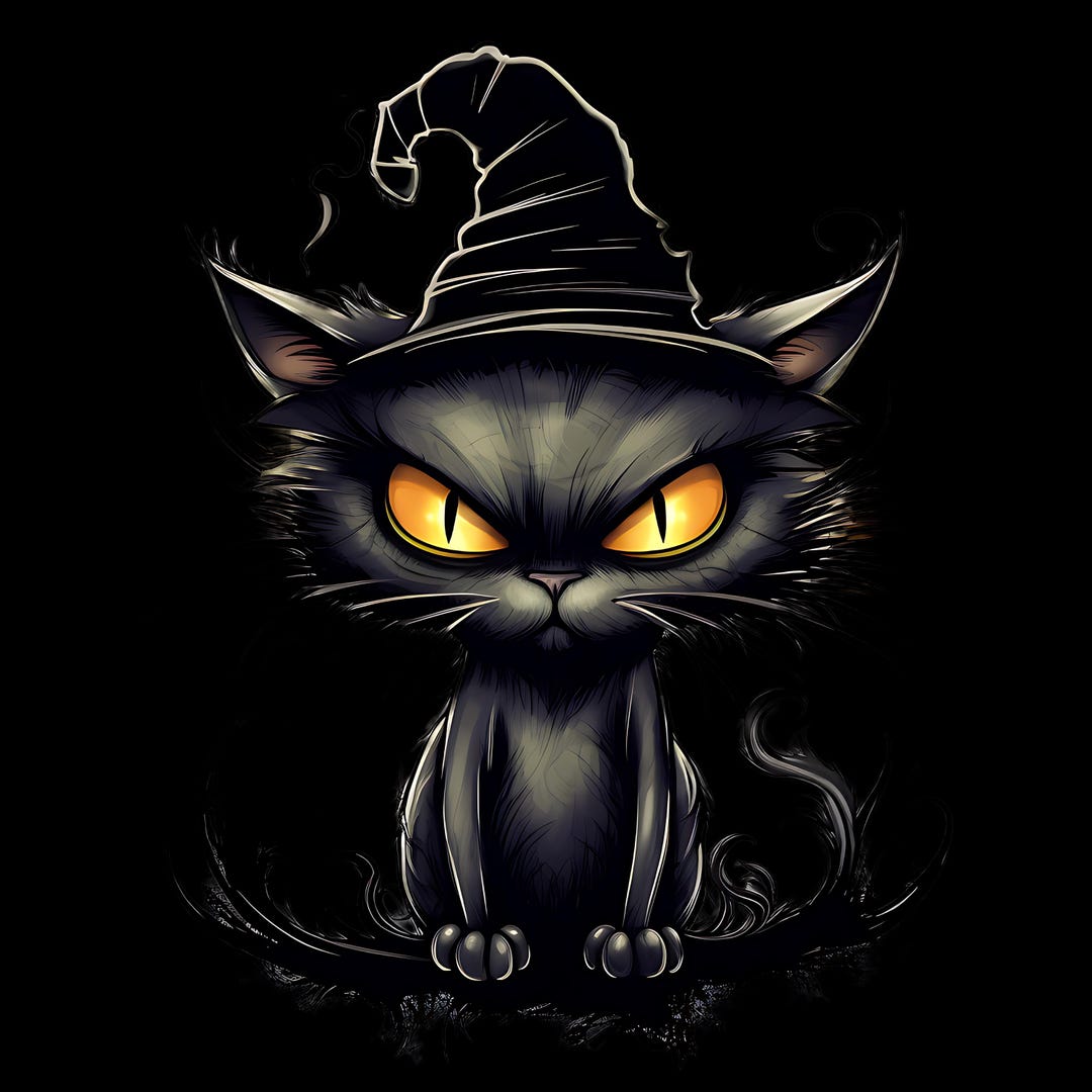 Scary Halloween Cats Panel Fabric | Poster Print, Upholstery, for Use ...