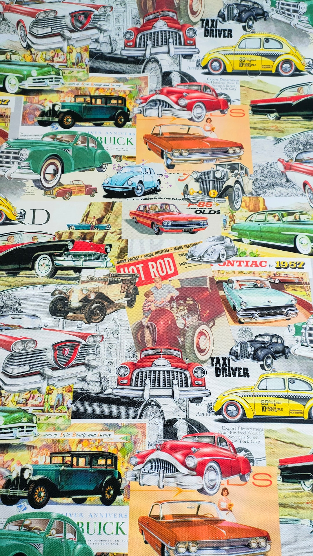 Retro Car Fabric: Vintage Style Upholstery, Drapery & Pillows - Etsy