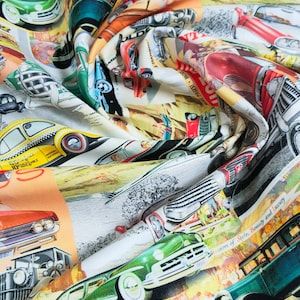 Retro Car Fabric: Vintage Style Upholstery, Drapery & Pillows - Etsy