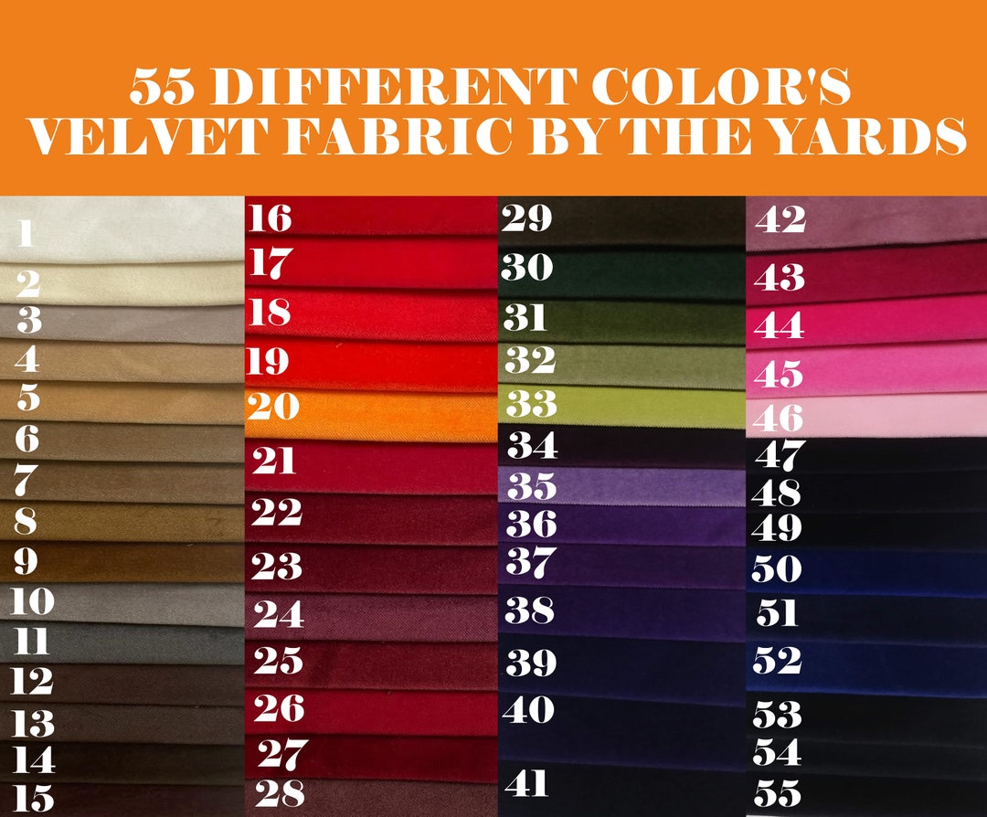 55 Color Cotton Velvet Fabric by the Yard, Premium Upholstery Velvet ...