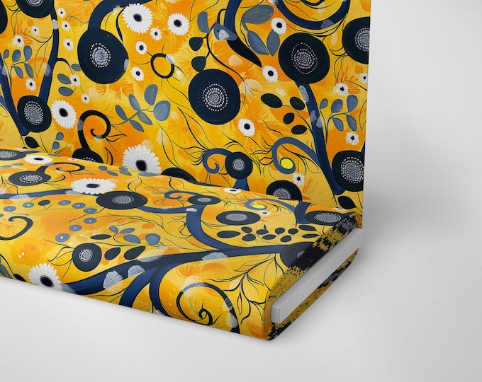 Klimt Style Floral Fabric Panel: Art Nouveau Upholstery, Wall Art ...