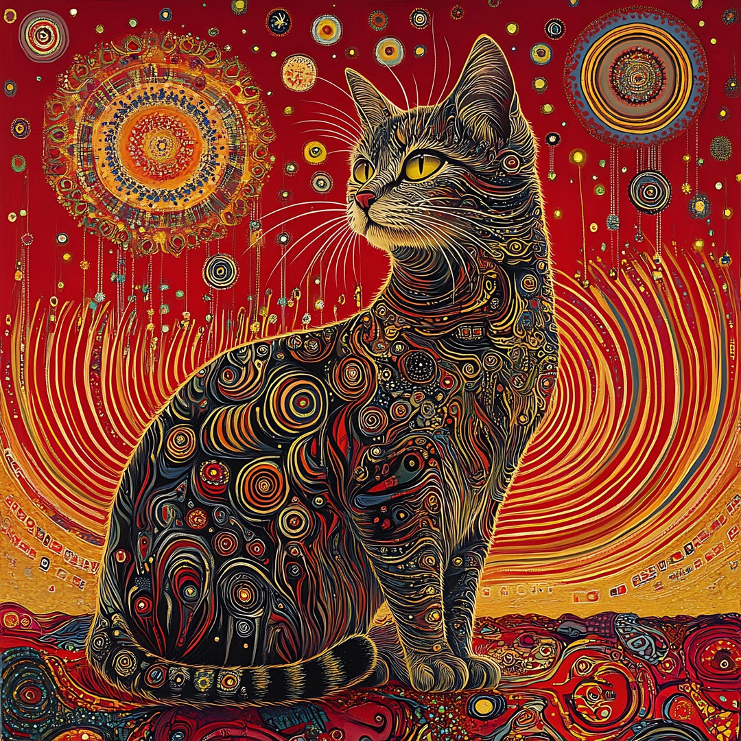 Cosmic Black Cat Panel Fabric – Digital Print Fabric, Mystical Cat ...