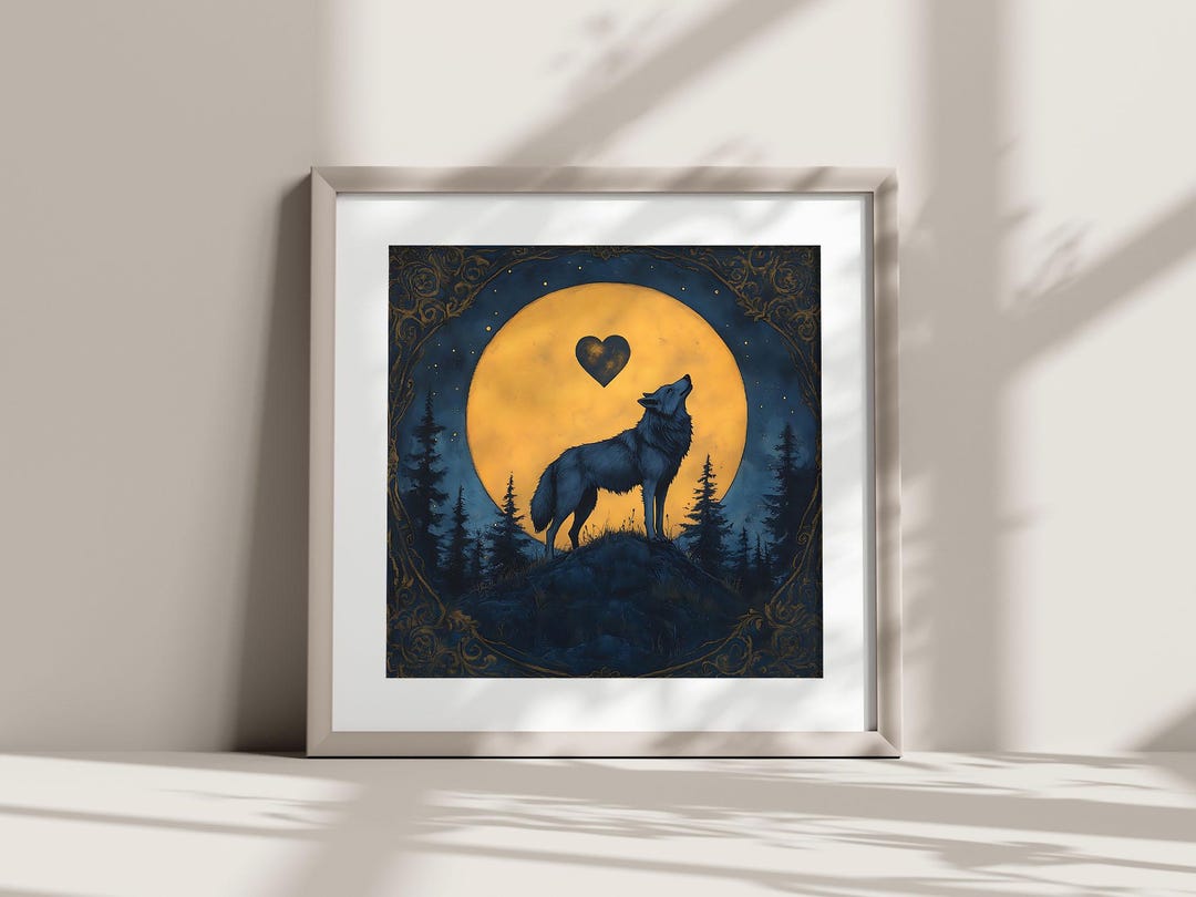 Mystical Wolf Moon Fabric Panel: Celestial Gothic Decor - Etsy