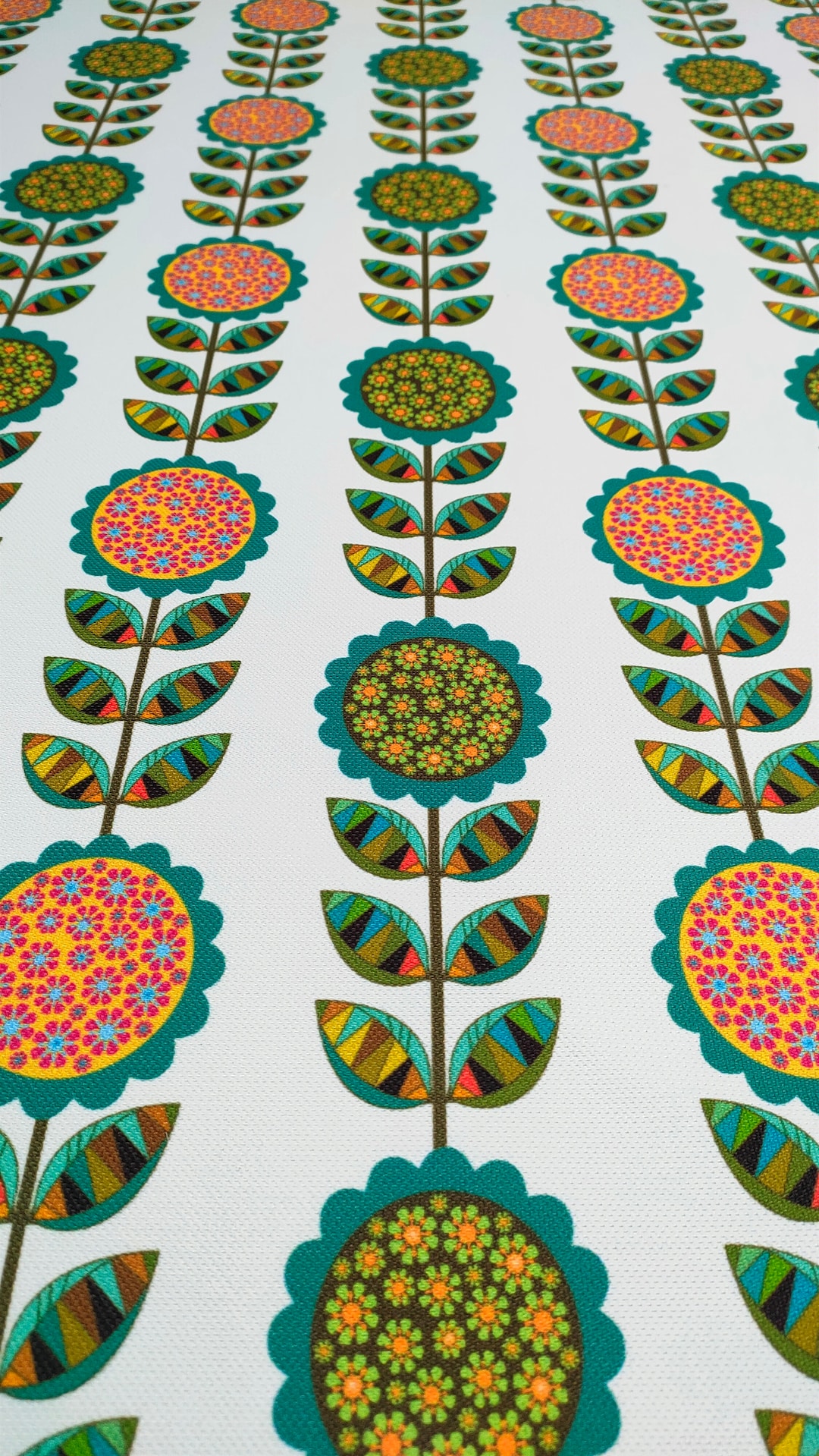 Retro Floral Fabric by the Yard: 1950s Style Polyester Sewing Material ...