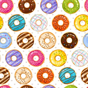 Colorful Donut Fabric by the Yard Food Fabric Sewing Projects Polyester ...