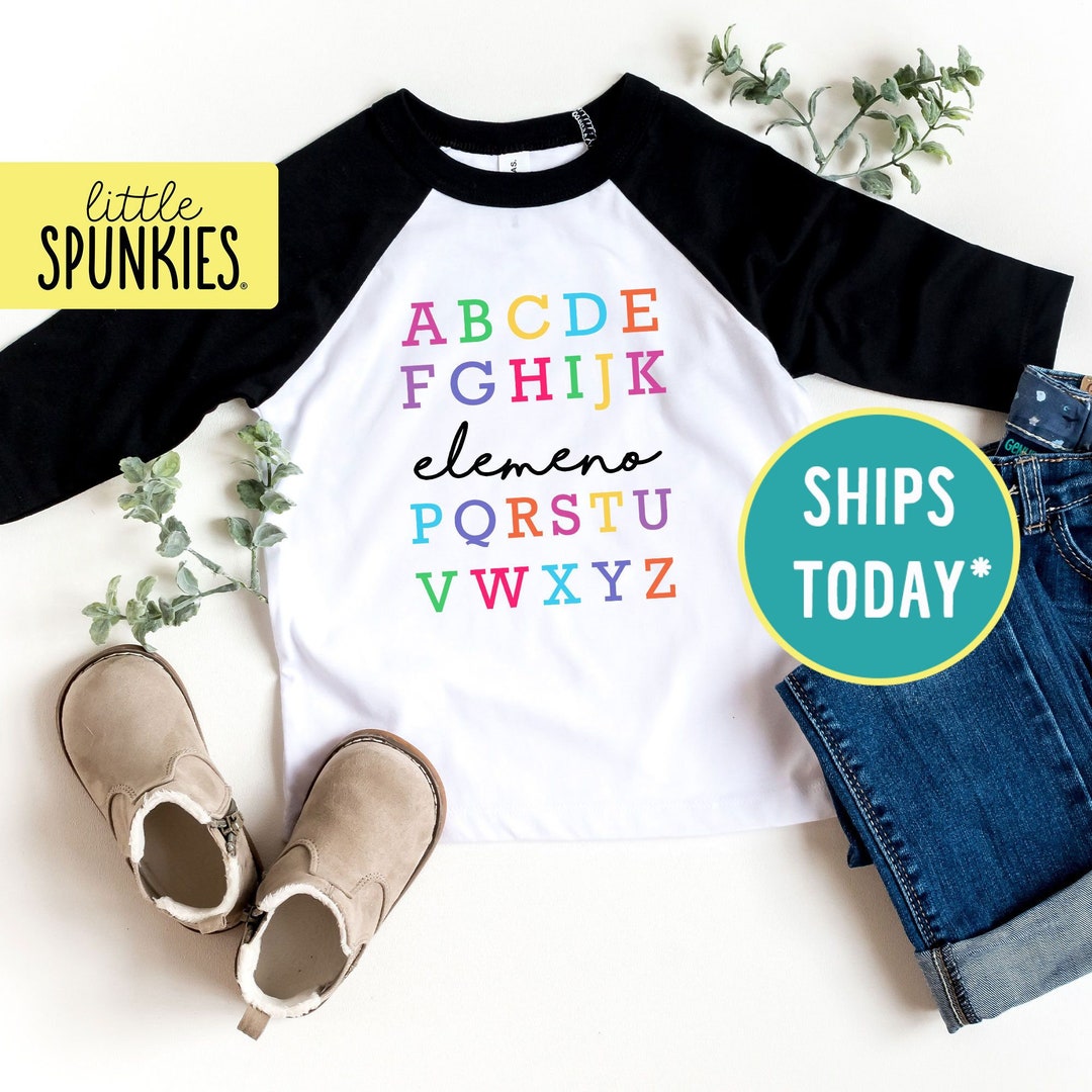 Alphabet Shirt for Kids, ABC Elemeno Raglan T-shirt, Back to School ...