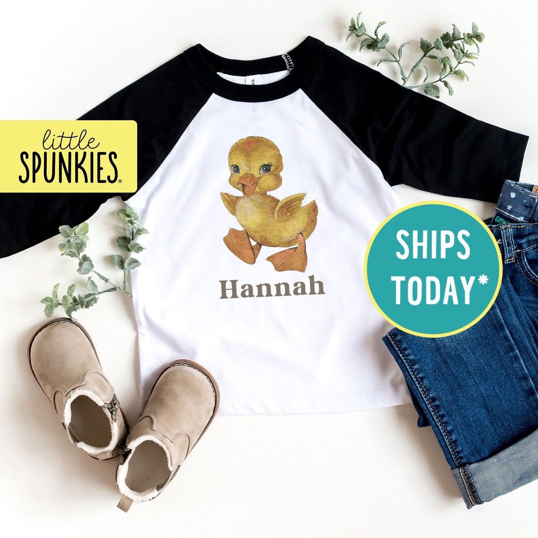 Spring Shirts for Kids, Vintage Easter Duckling With Name Raglan ...