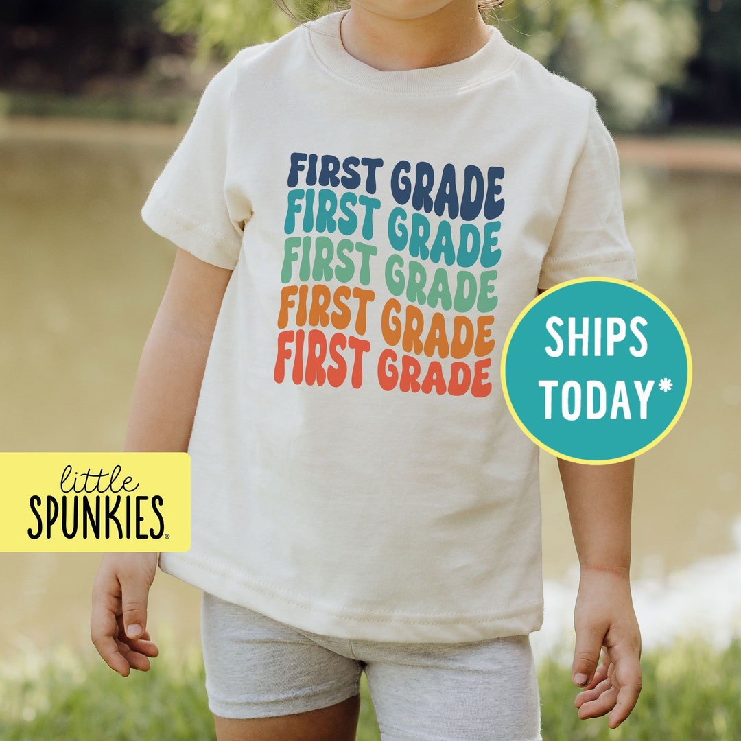 Retro Elementary Outfits, First Grade Repeat Natural Tee, Cute First ...