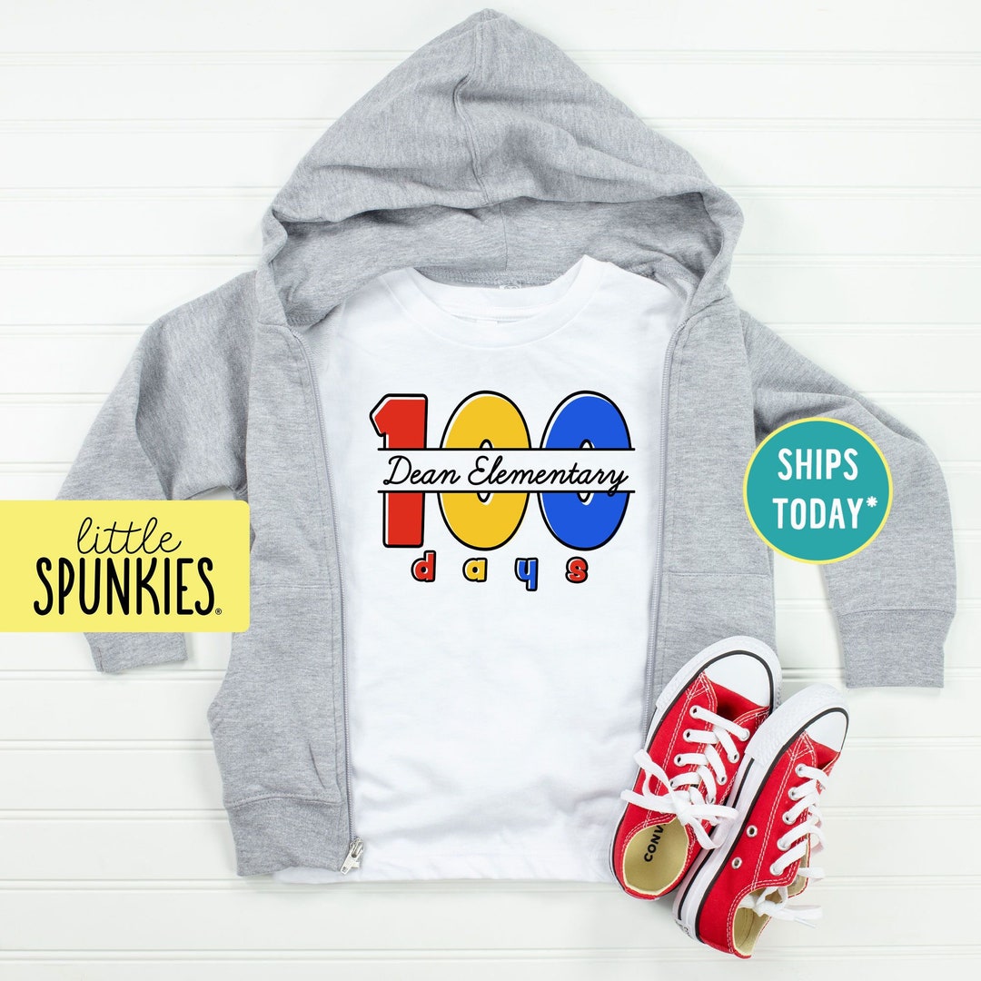 Personalized Kids School Shirt, 100 Days With Custom School Name ...
