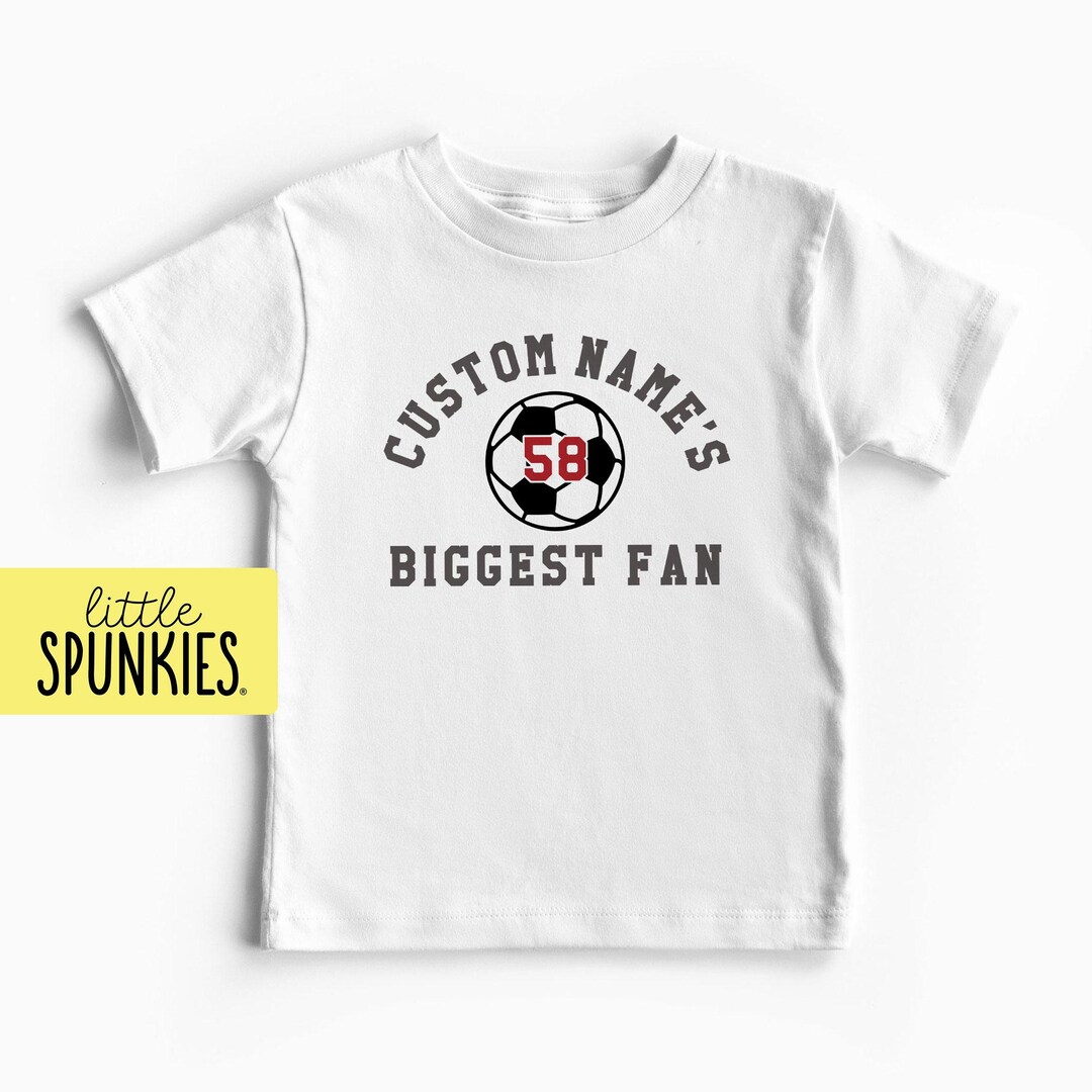 Custom Name Biggest Fan Tshirt, Soccer Kids Graphic Tees, Personalized ...