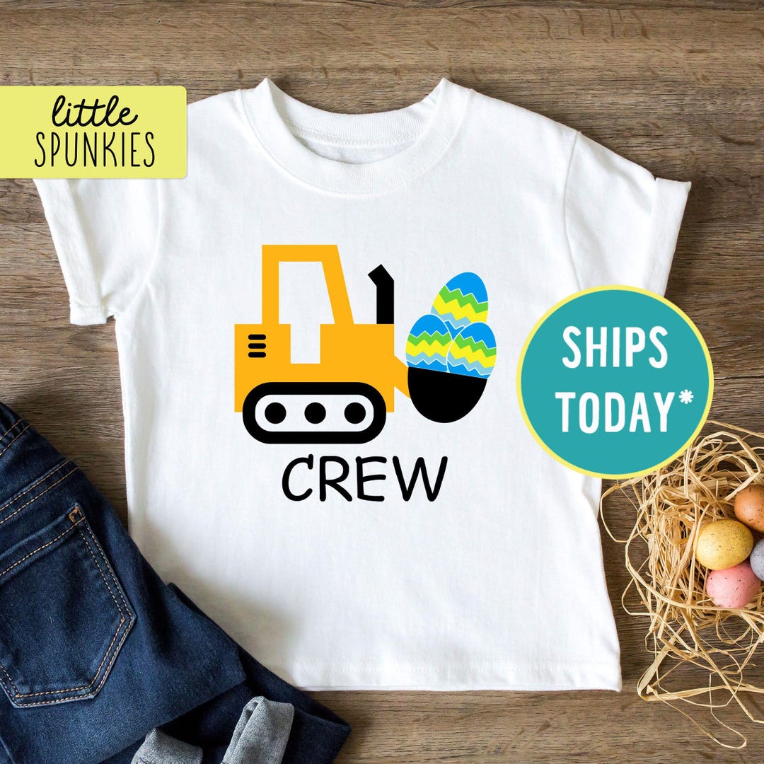 Easter Egg Bulldozer With Name Shirt, Personalized Kids Easter T-shirt ...