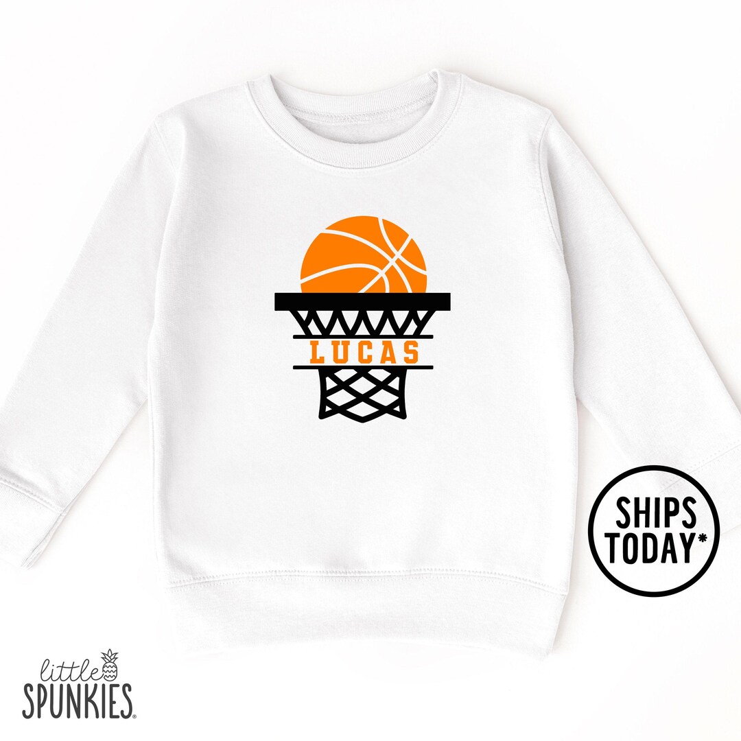 Kids Basketball Sweatshirts, Basketball and Hoop With Name Sweater ...