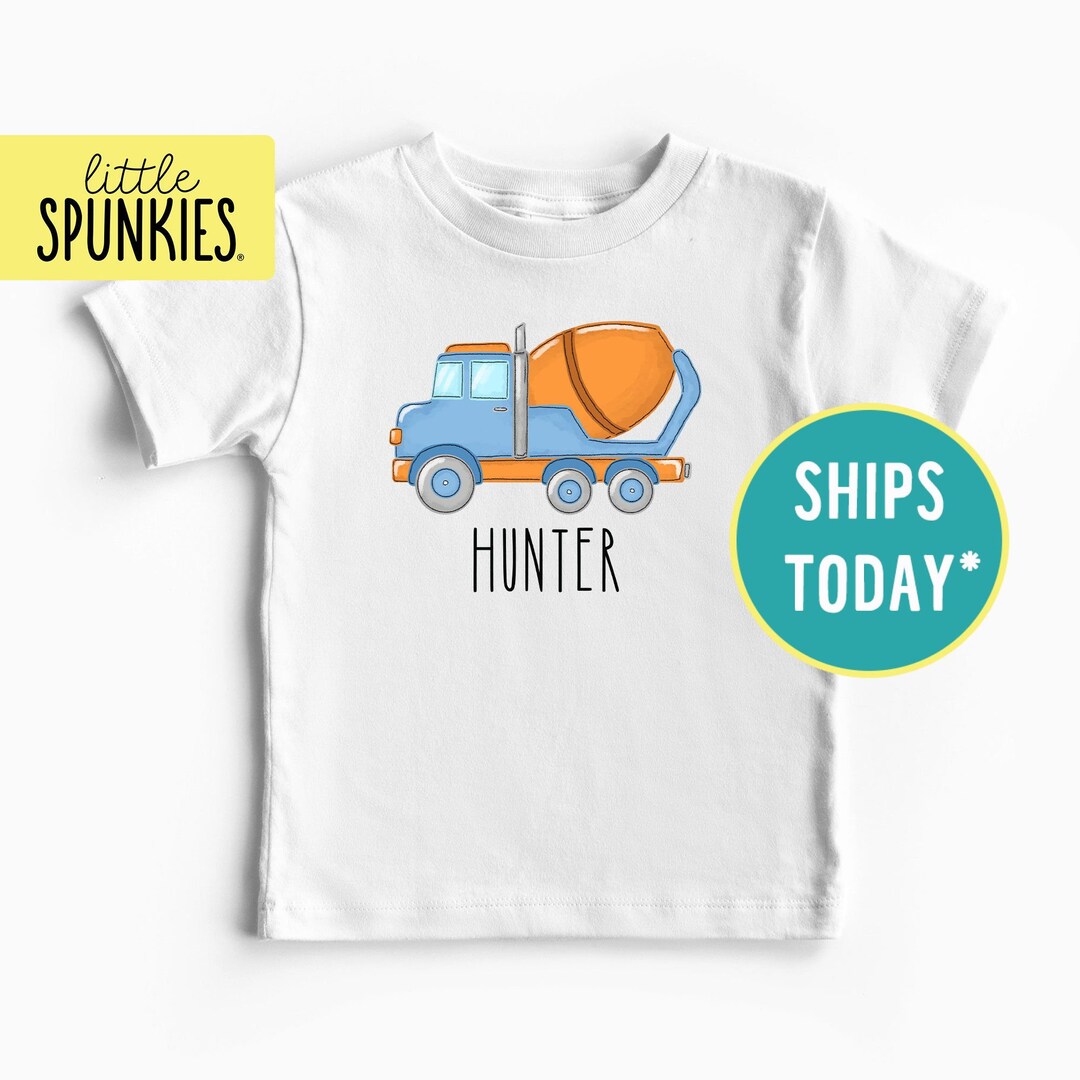 Watercolor Cement Truck With Name, Boys Construction Tshirt, Concrete ...