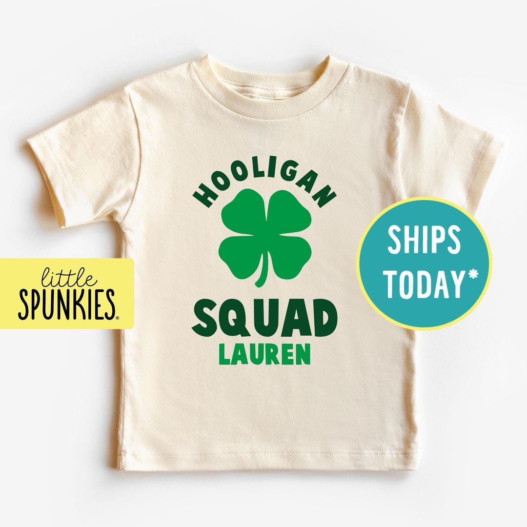 Custom Shamrock Shirts for Kids, Hooligan Squad Graphic Tee, Personalized Matching St Patricks ...