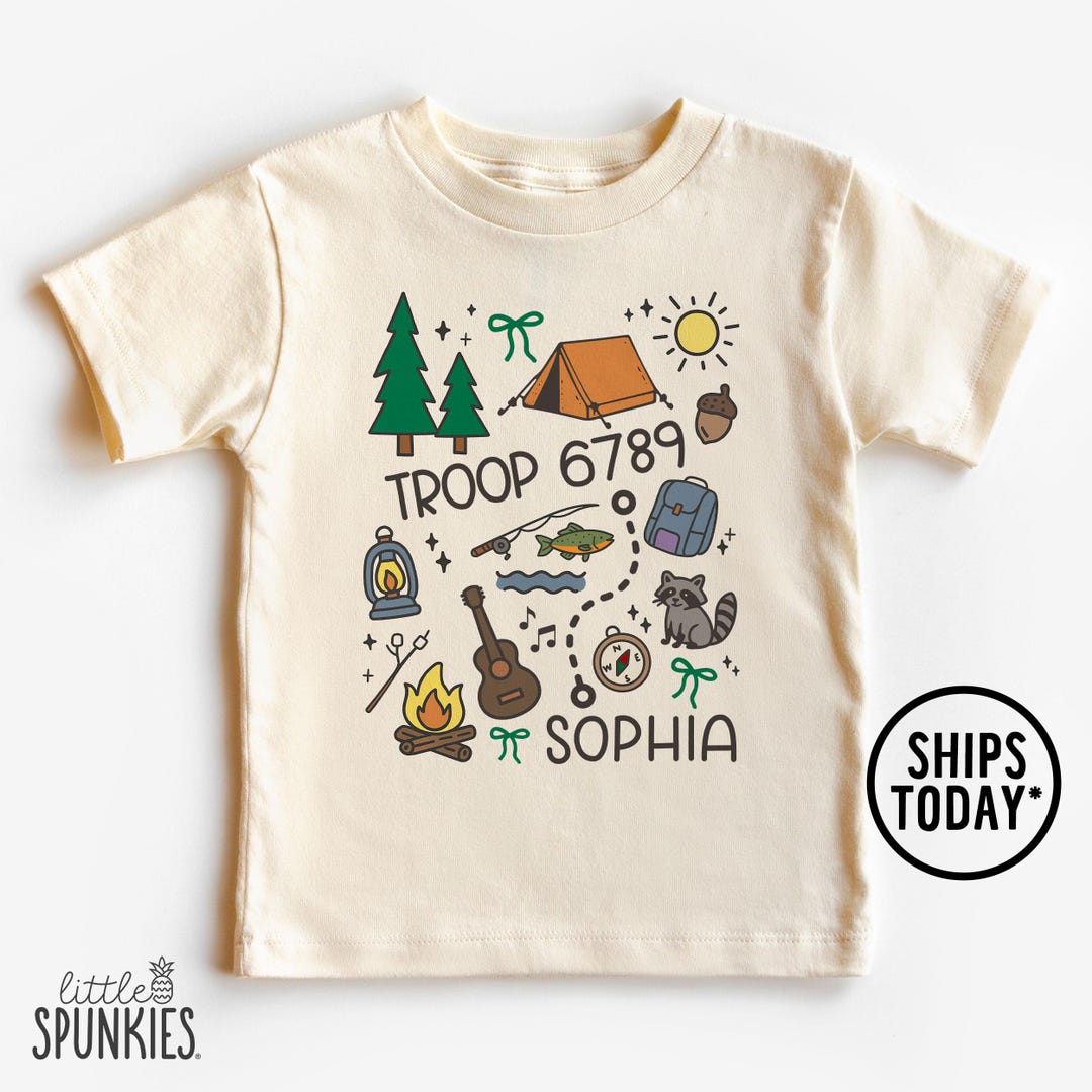 Coquette Scout Doodles Graphic Tees: Personalized Name & Troop Number ...