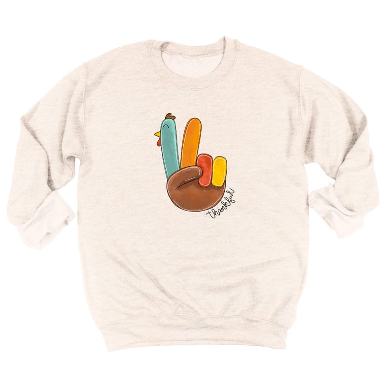 Thankful Turkey Peace Fingers Shirt: Kids Thanksgiving Graphic Tee ...