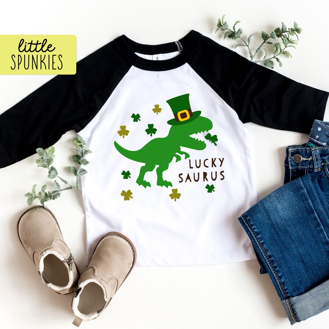 Lucky Saurus Toddler Raglan, St Patricks Day Shirt for Boys, Funny ...