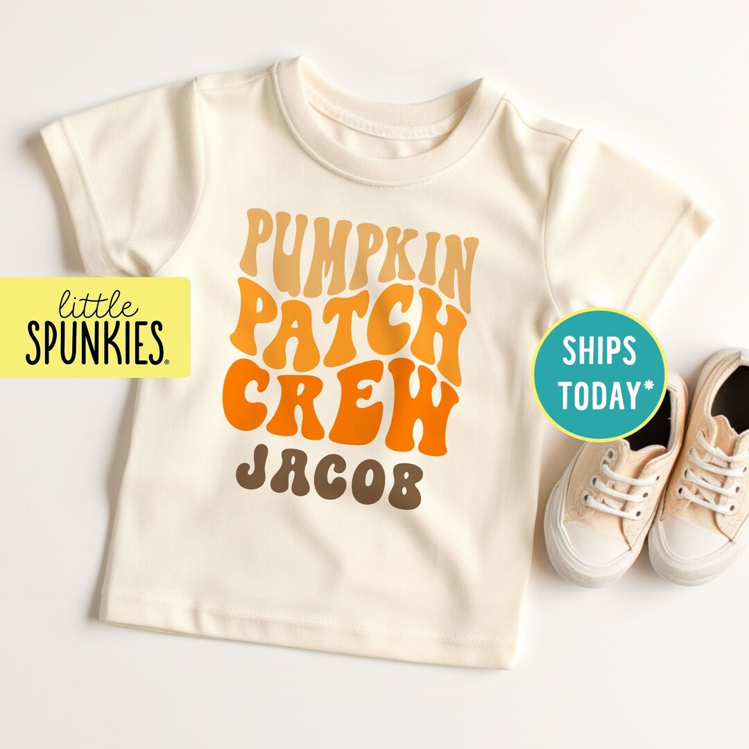 Vintage Pumpkin Shirts for Kids, Pumpkin Patch Crew With Custom Name ...