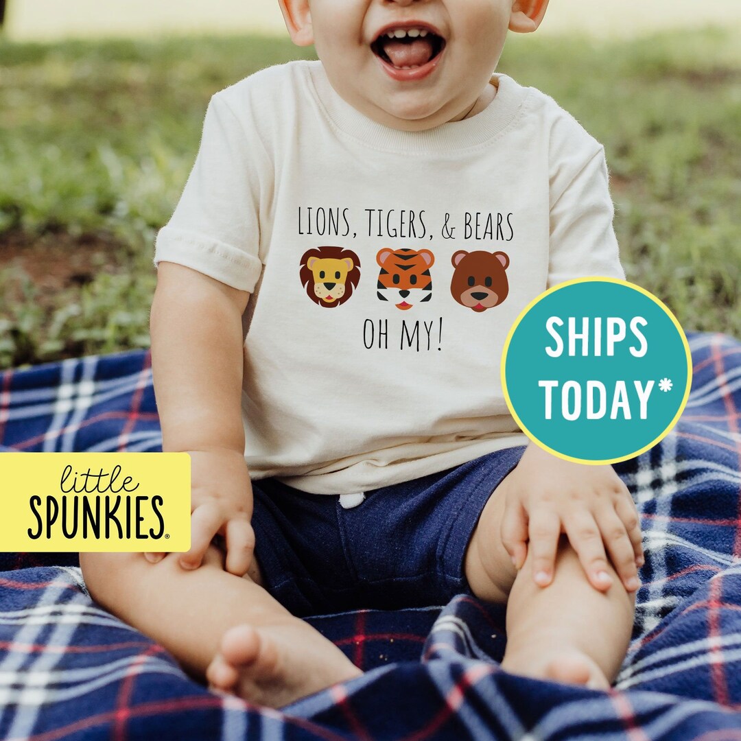Retro Animal Graphic Tees, Lions Tigers & Bears Oh My Natural Toddler ...