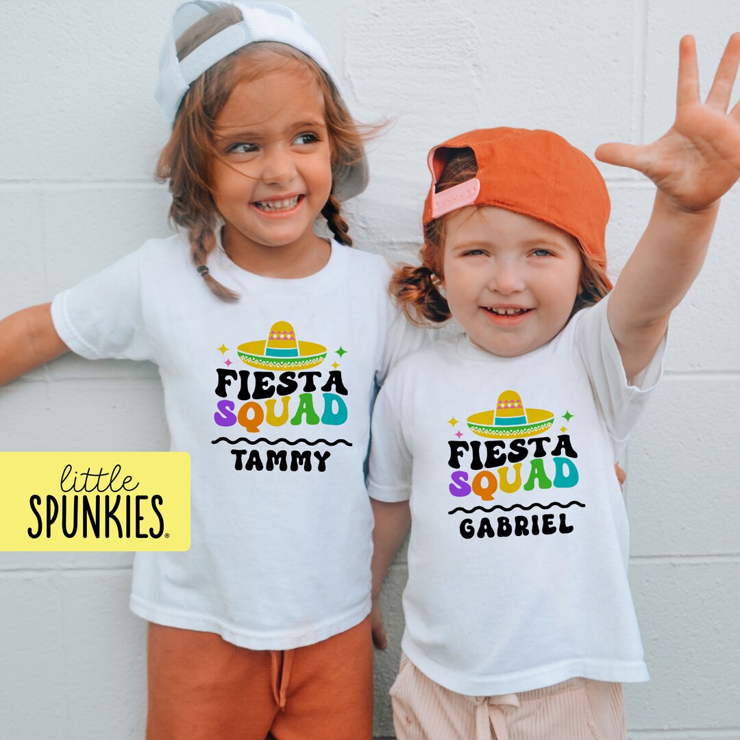 Fiesta Squad With Name Tshirt, Cinco De Mayo Graphic Tees for Kids ...