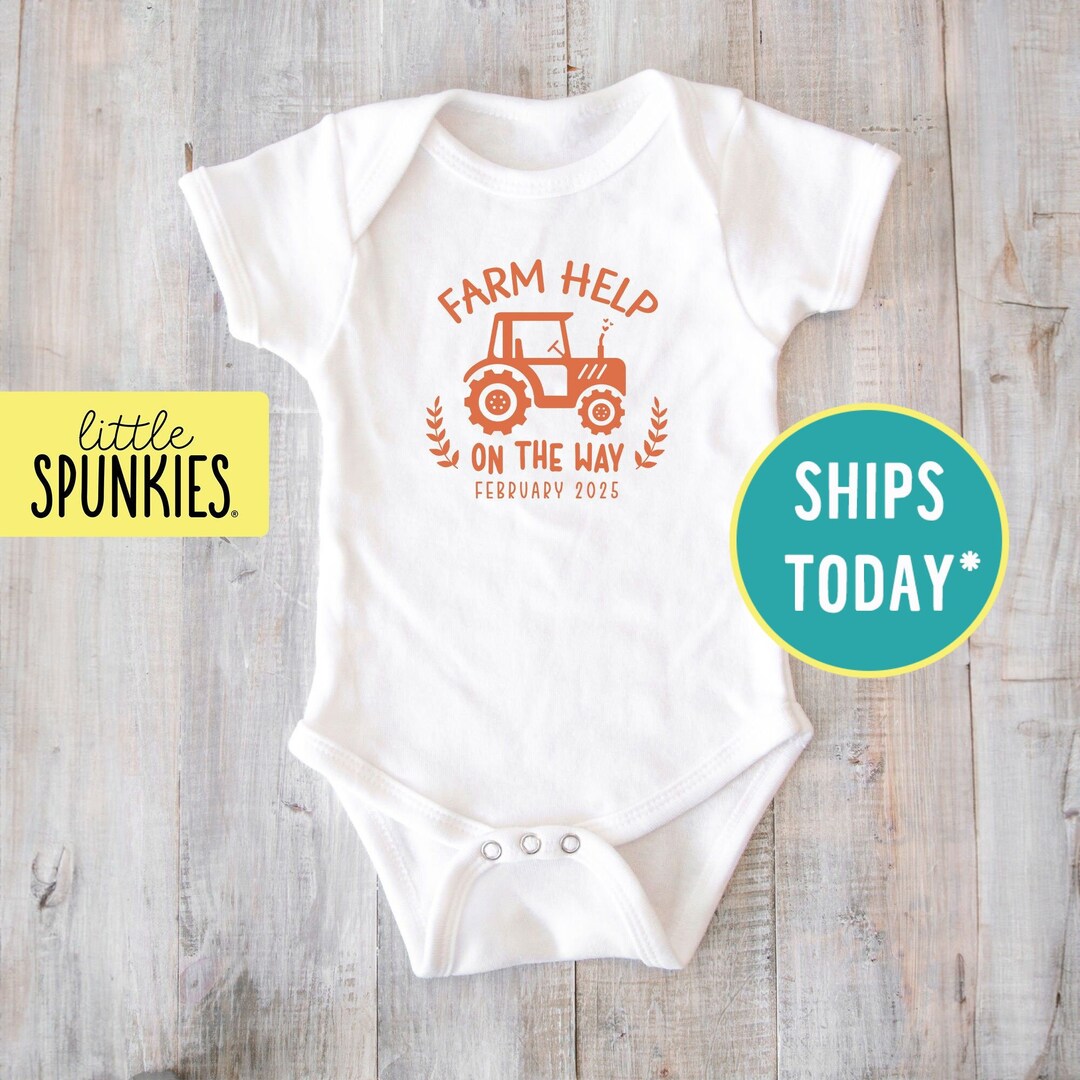 Farm Help on the Way With Custom Date Onesies® Brand, Farming Baby ...