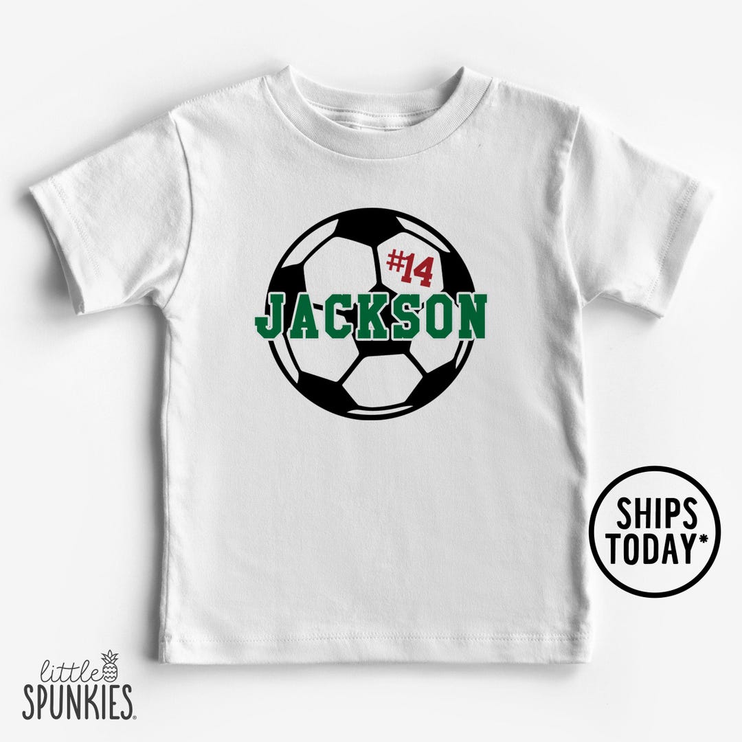Custom Kids Soccer Shirt, Soccer Ball With Name and Number Tshirt ...