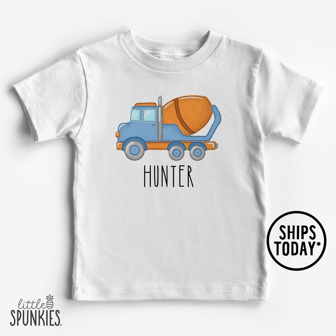 Watercolor Cement Truck With Name, Boys Construction Tshirt, Concrete ...