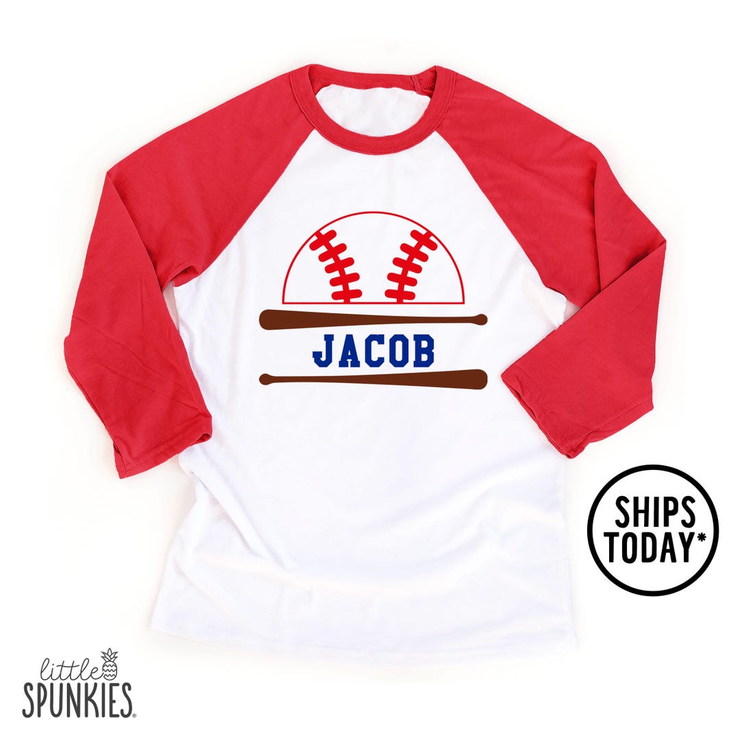 Personalized Kids Sports Shirt: Baseball and Bats With Custom Name ...