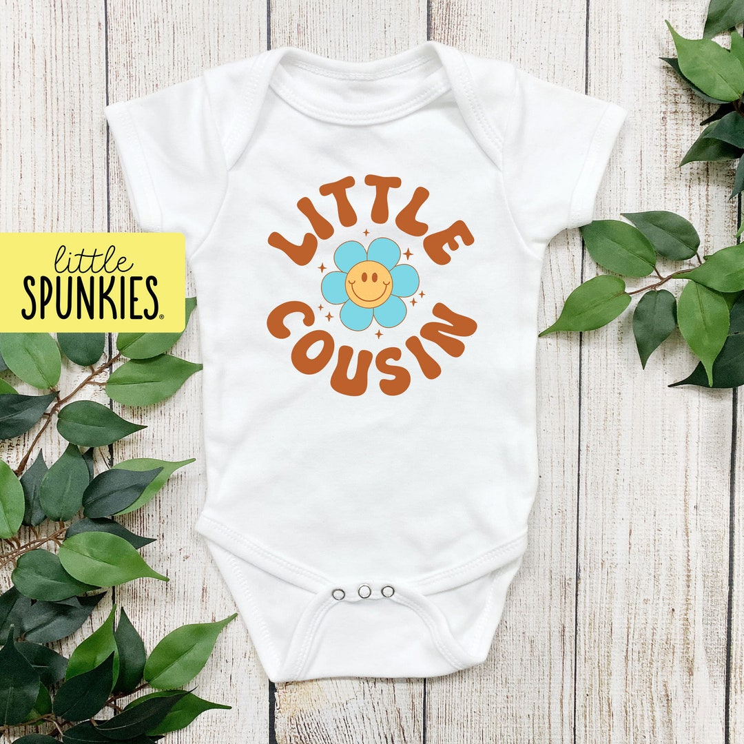 Retro Little Cousin With Smiley Flower Onesie® New Cousin - Etsy