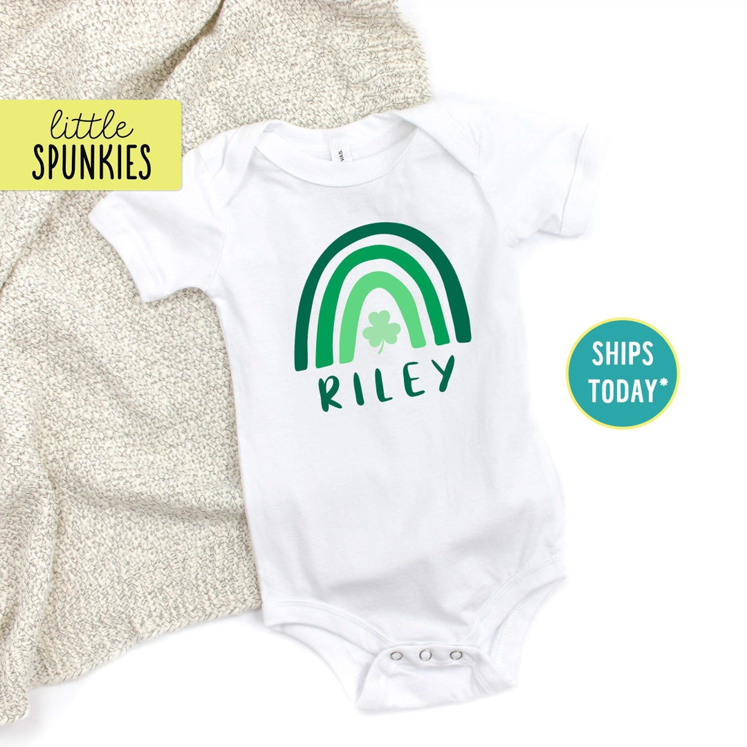 Custom Name Lucky Rainbow Onesies® Brand, Green Rainbow Onesies® Brand ...