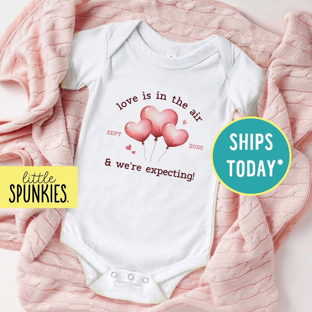 Watercolor Love is in the Air With Date Onesies® Brand, Pink Heart ...