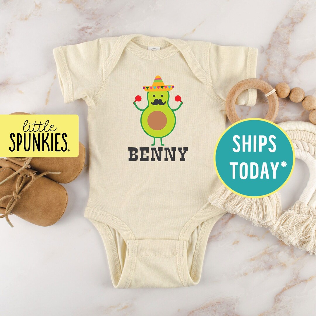 Fiesta Avocado With Custom Name Natural Onesies® Brand, Cute Avocado ...