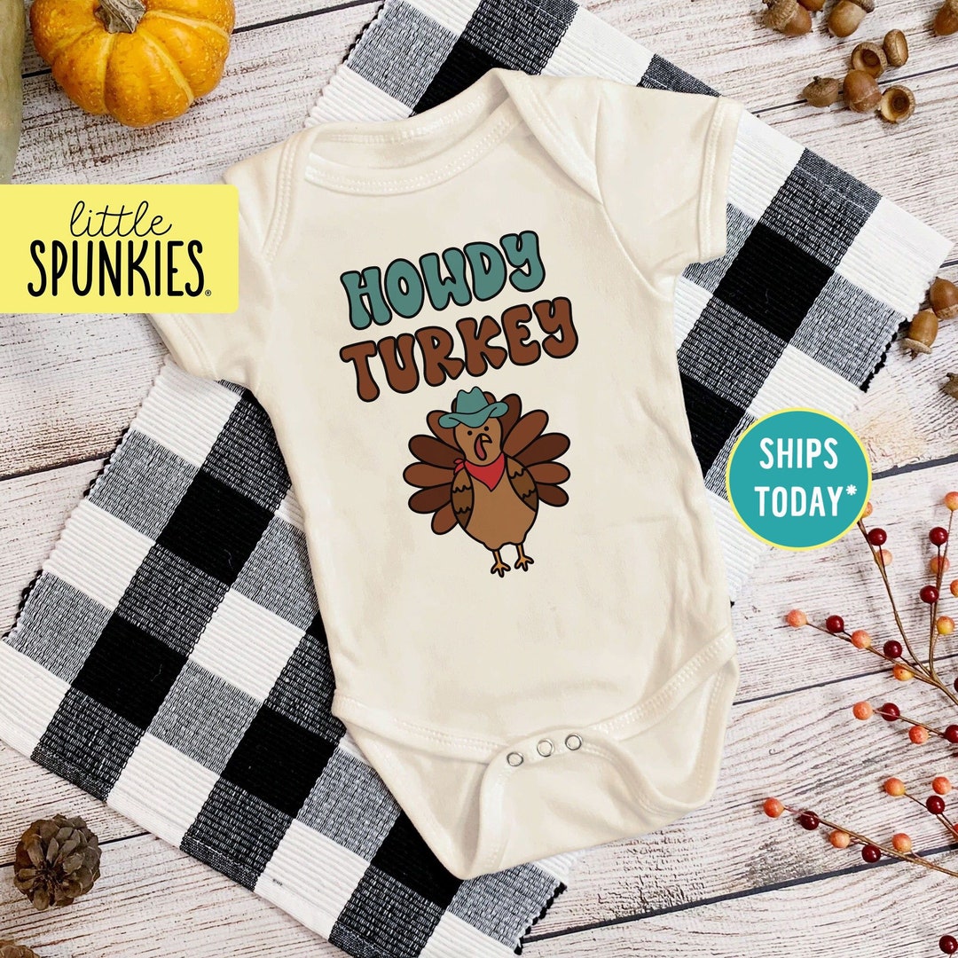 Howdy Turkey Natural Onesie® Cute Baby Thanksgiving Outfit - Etsy