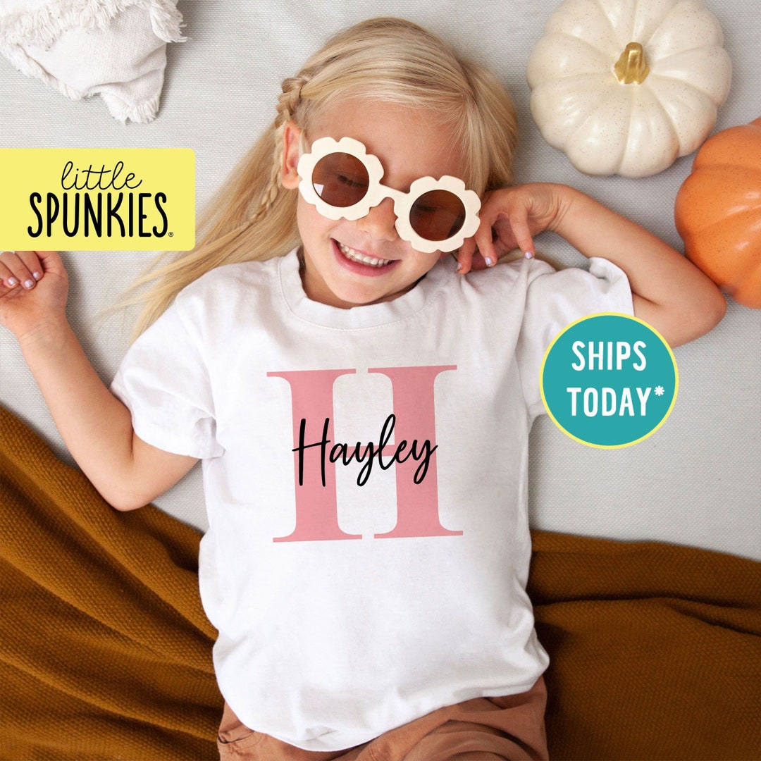 Personalized Girl Alphabet Letter Shirt, Custom Kids Initial With Name ...