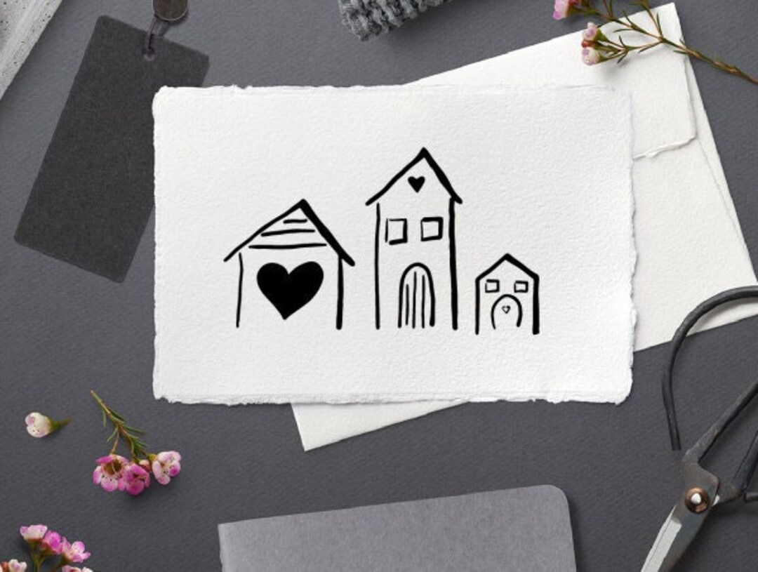 Stamp Motif Stamp Houses, Gift DIY Stamp for Making Cards, Paper ...