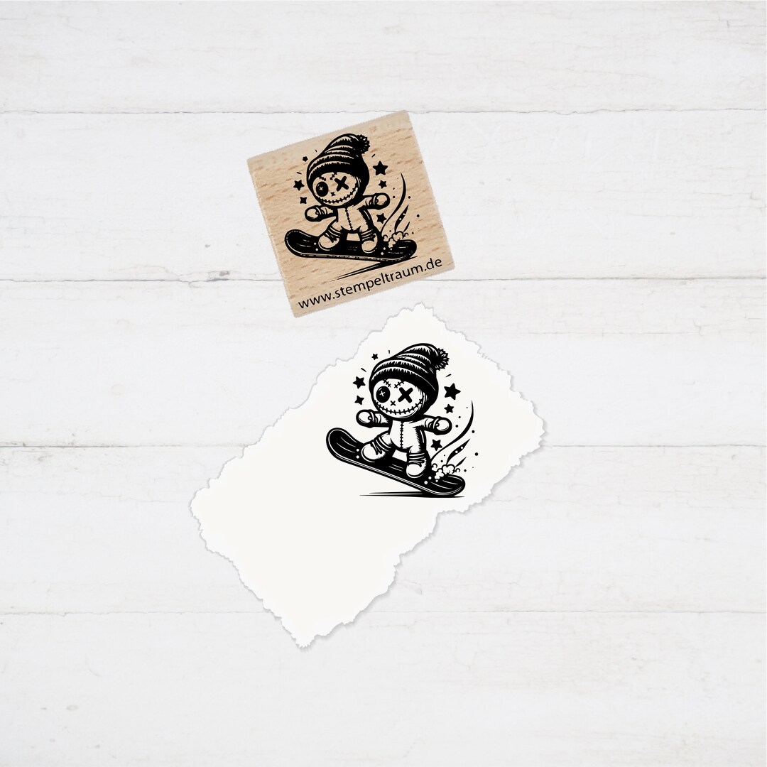 Motif Stamp - Cute Voodoo Doll on Snowboard - Stamp Gift - DIY Stamp ...