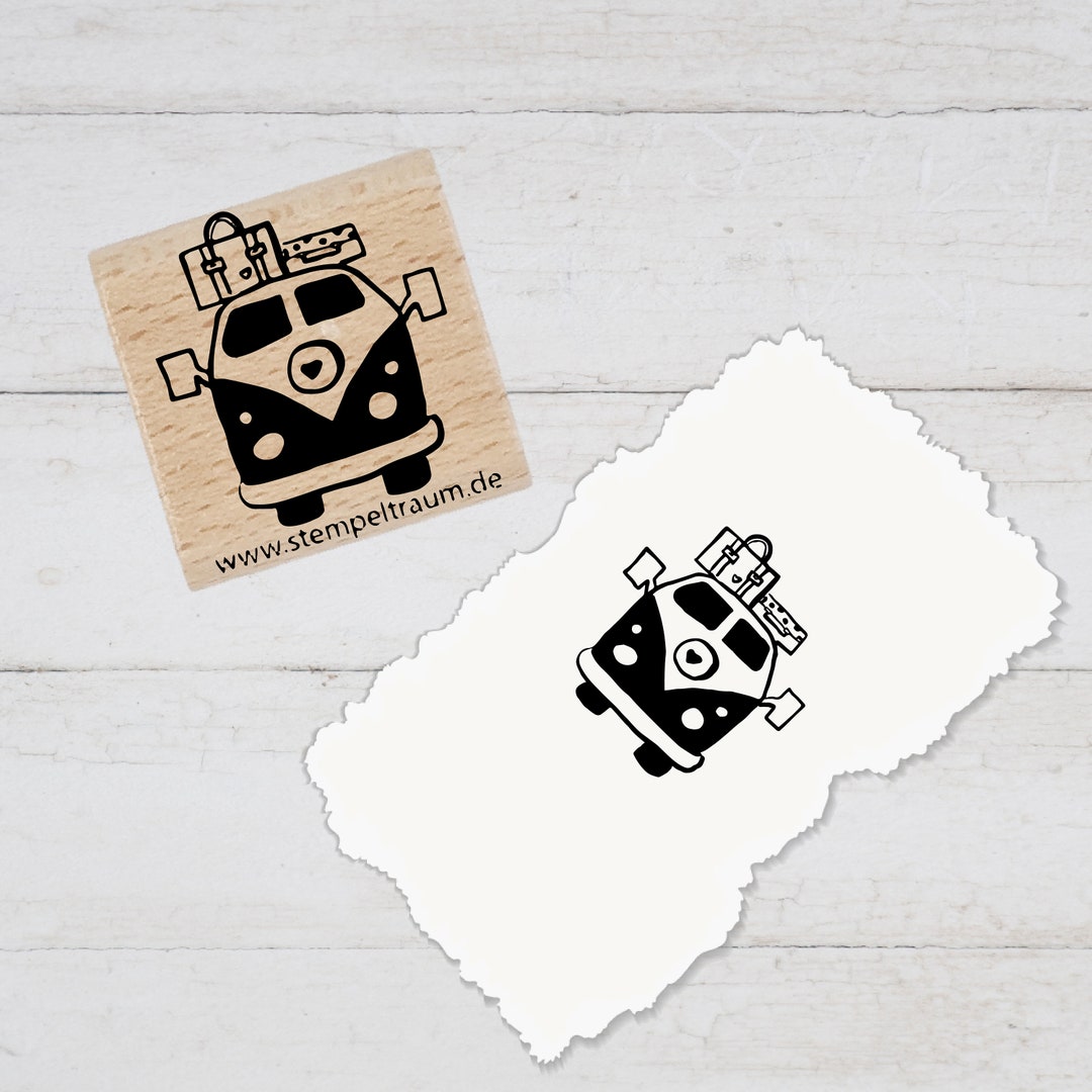 Stempel - Motivstempel - Urlaub - VW Bus mit Gepäck, Geschenk - DIY ...