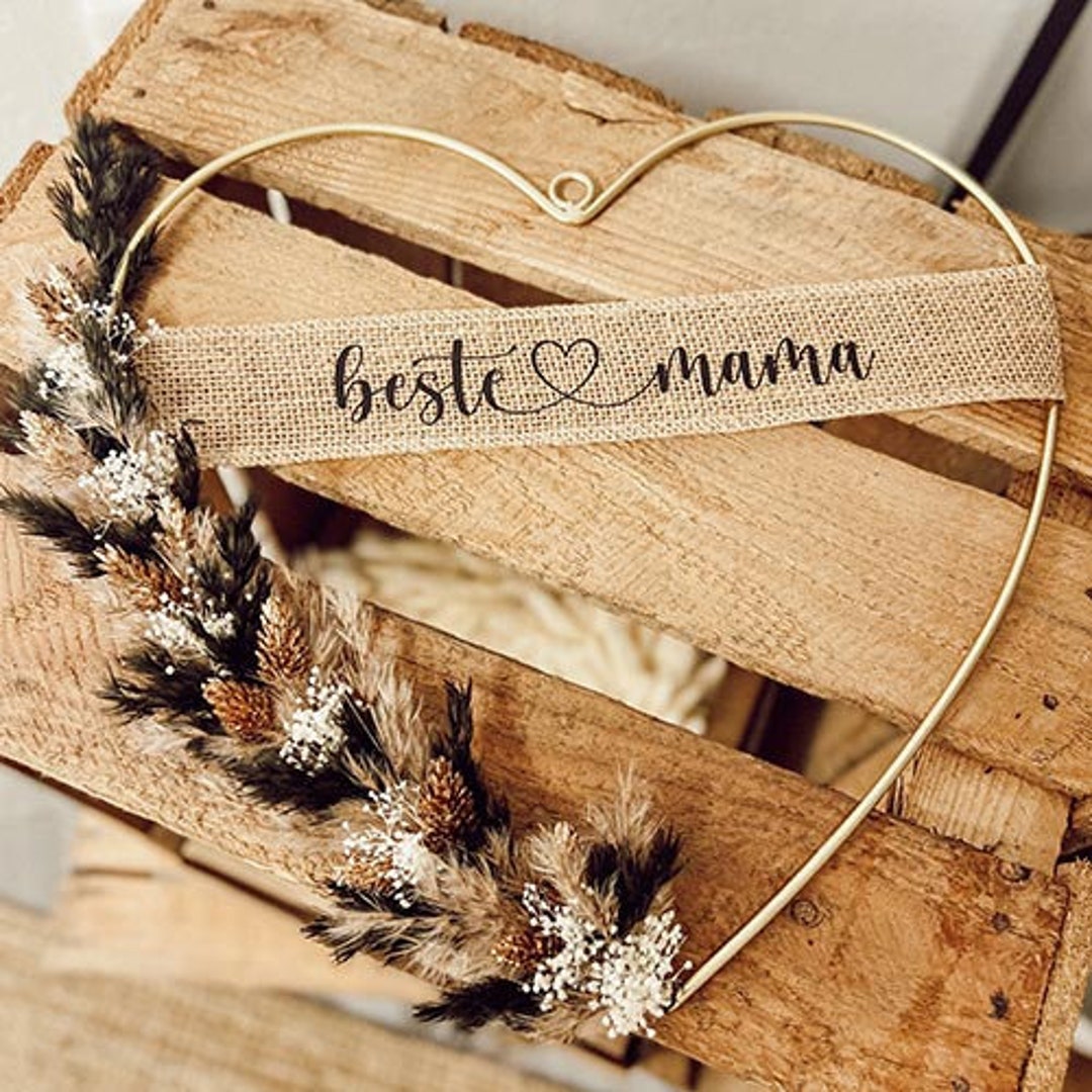 Heart Banderole With Dried Flowers black Gold - Etsy