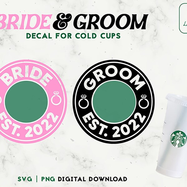 Bride and Groom Cups Svg - Etsy