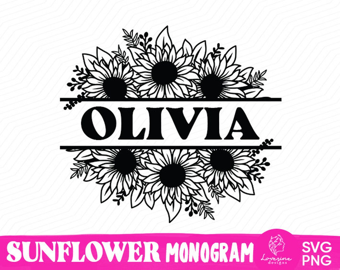 Split Monogram SVG Design, Sunflower Frame Svg Files, Flower Border Svg ...
