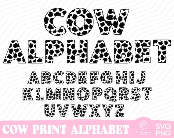 Cow Print Alphabet Svg Cow Pattern Alphabet SVG Bundle - Etsy India
