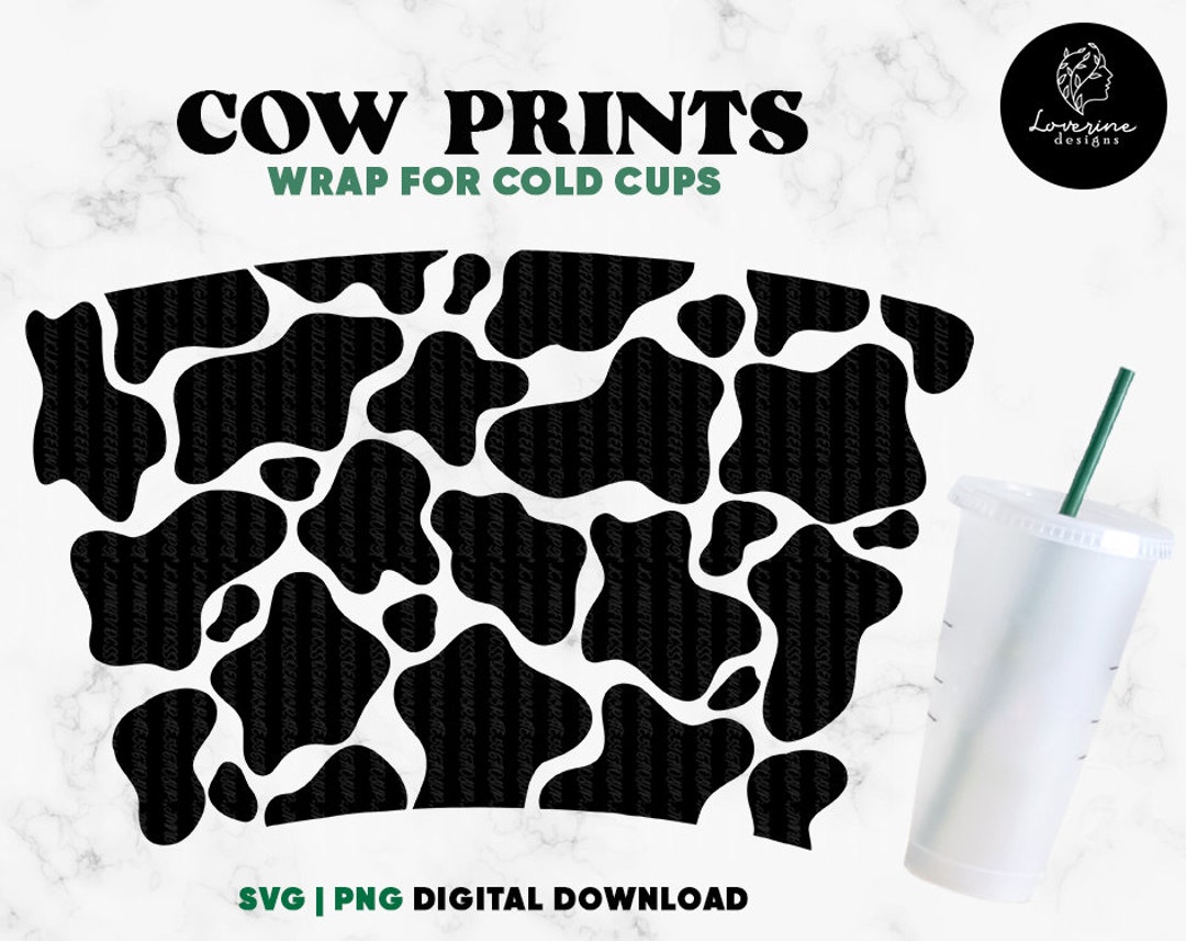 No Hole Cow Print 24oz Venti Cold Cup Svg - Cow Spots SVG Cold Cup SVG ...