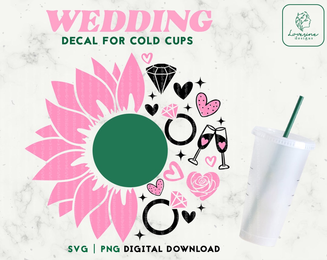 Sunflower Bride Svg, 24oz Venti Cold Cup, Wedding Svg , Bride Cold Cup ...