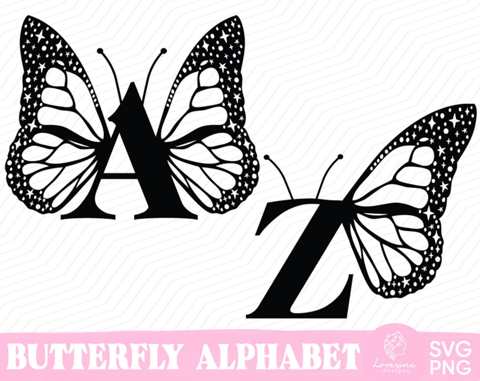 Butterfly Monogram SVG Alphabet Monogram Svg Font Alphabet - Etsy